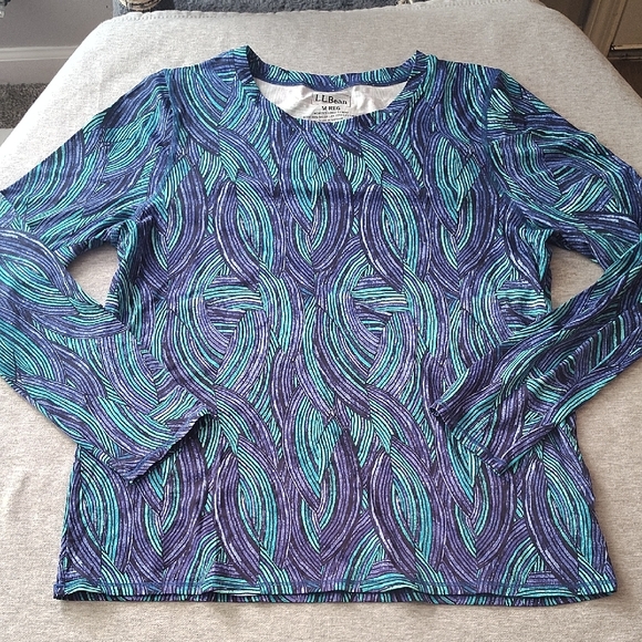 L.L. Bean | Swim | Ll Bean Womens Blue And Green Patterned Swimwear Top ...